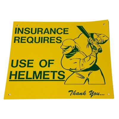 Helmet Disclaimer Sign (Plastic) - SGD Golf